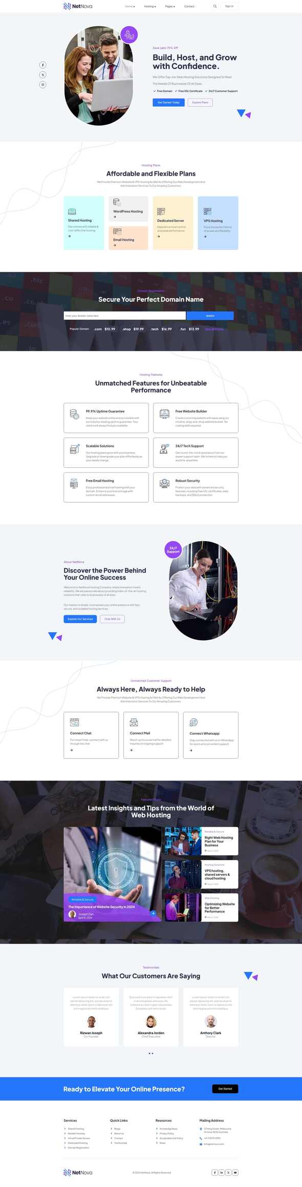 NetNova - Web Hosting Elementor Template Kit by designingmedia | ThemeForest